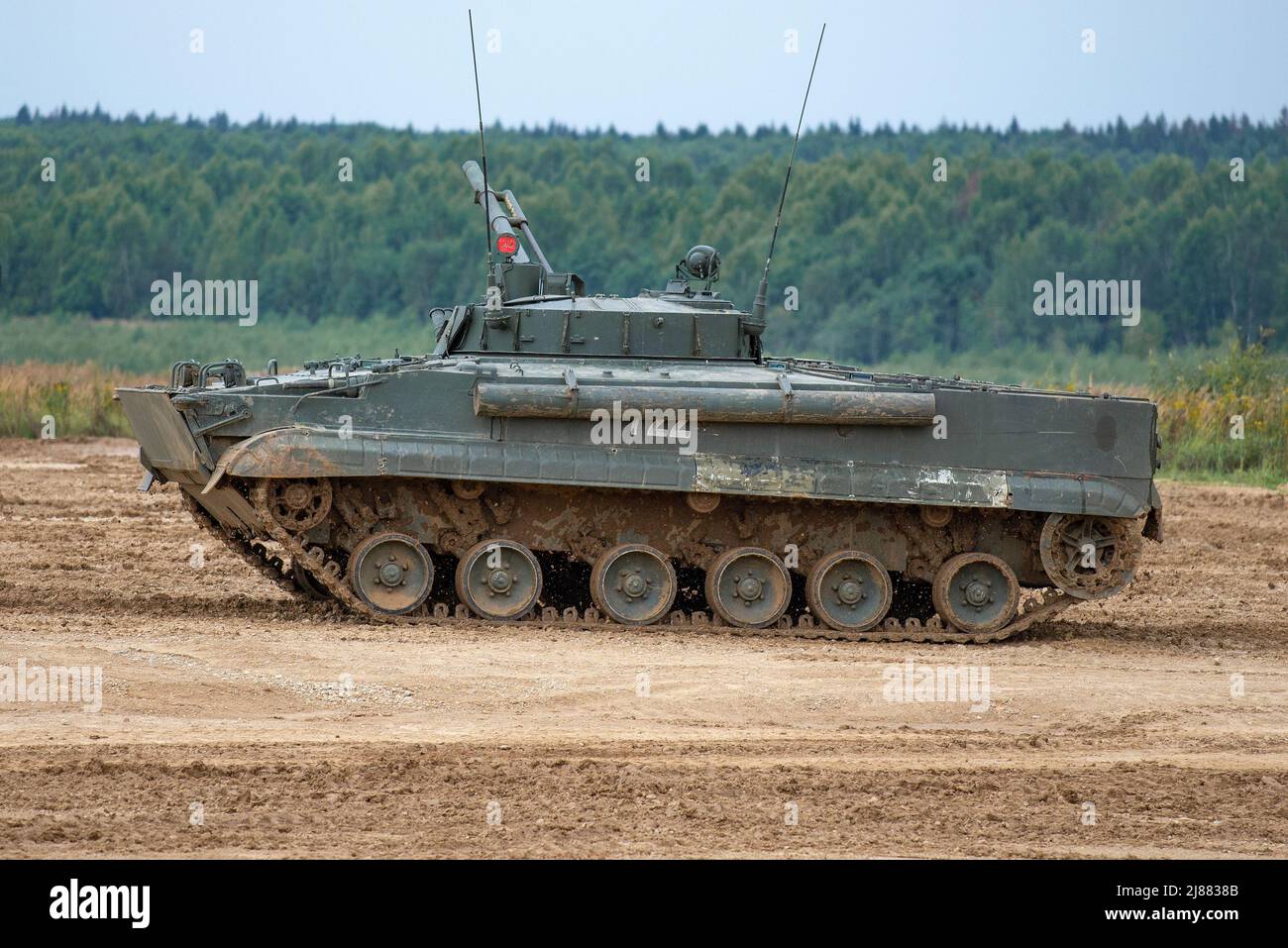 ALABINO, RUSSIA - AUGUST 27, 2020: Infantry fighting vehicle BMP-3 on the training ground ...