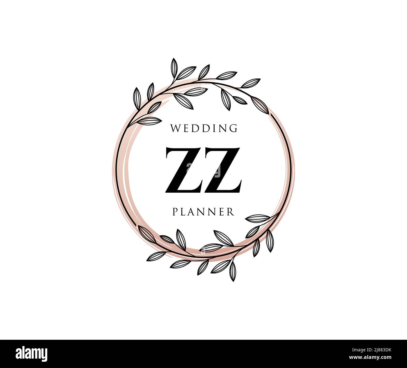 ZZ Initials letter Wedding monogram logos collection, hand drawn modern ...