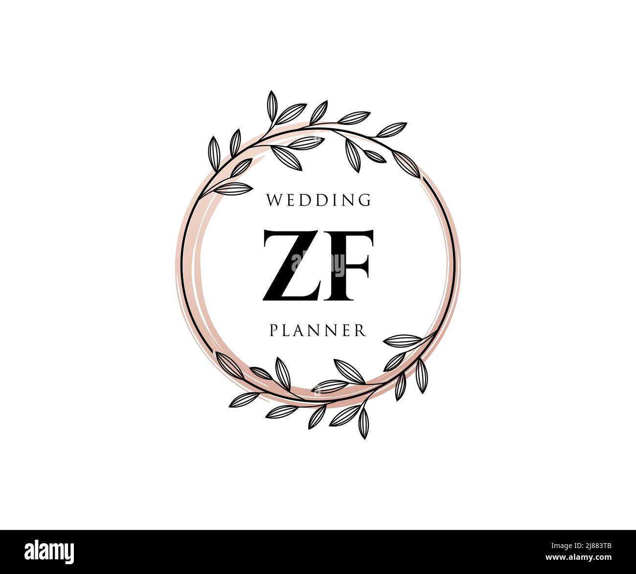 ZF Initials letter Wedding monogram logos collection, hand drawn modern ...