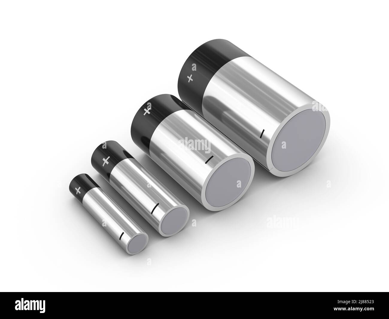 Batteries on a white background. 3d illustration Stock Photo - Alamy