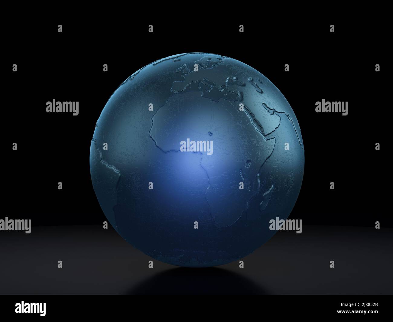 Glass world globe on a black background. 3d illustration Stock Photo ...