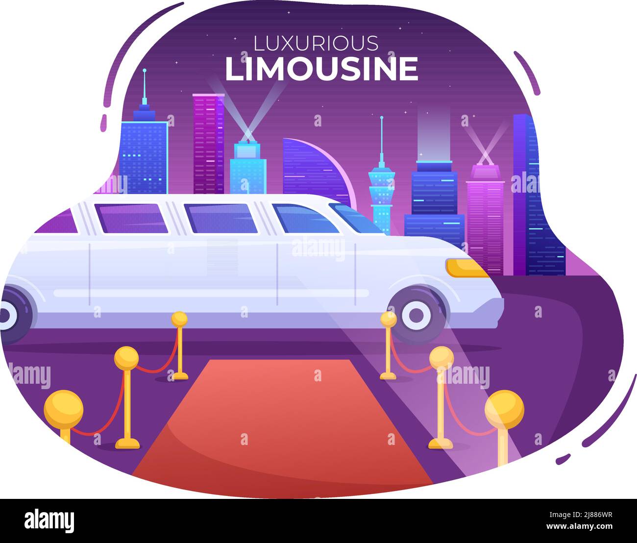 VIP Limousine Car of Red Carpet for Celebrity Superstar Walk with Night ...