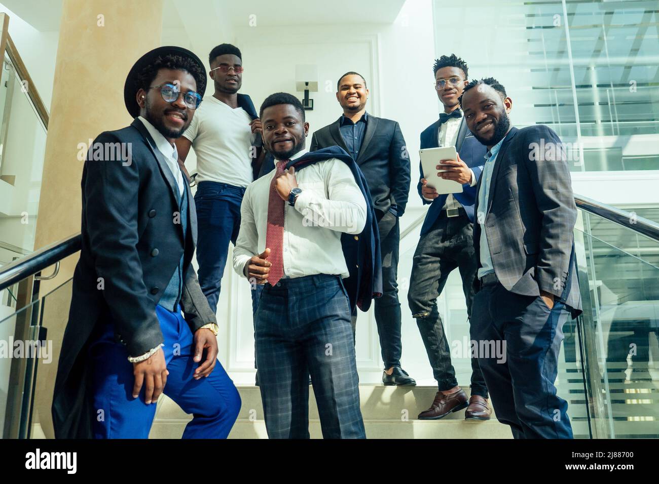 international group of nine african american and indian people having a ...