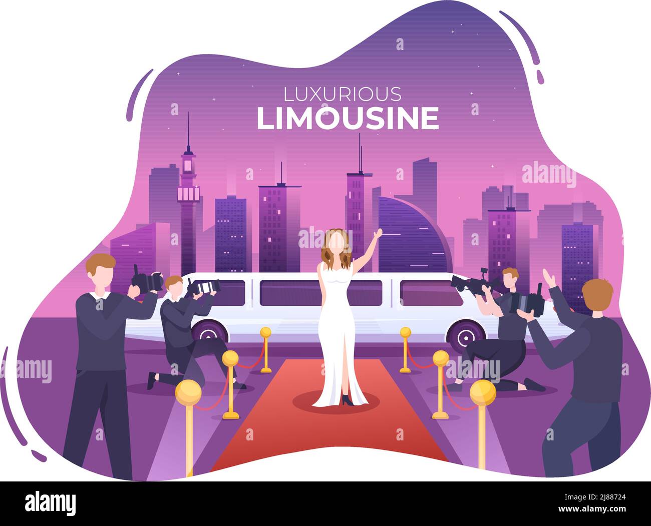 VIP Limousine Car of Red Carpet for Celebrity Superstar Walk with Night ...