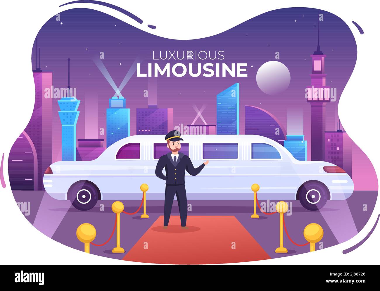 VIP Limousine Car of Red Carpet for Celebrity Superstar Walk with Night ...