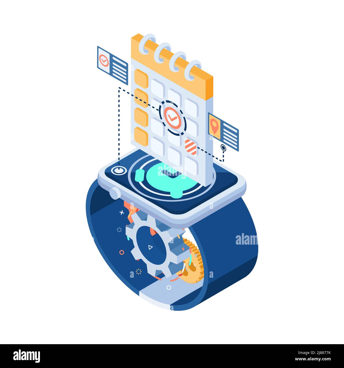 Flat 3d Isometric Business Appointment Calendar Appearing on Smartwatch ...