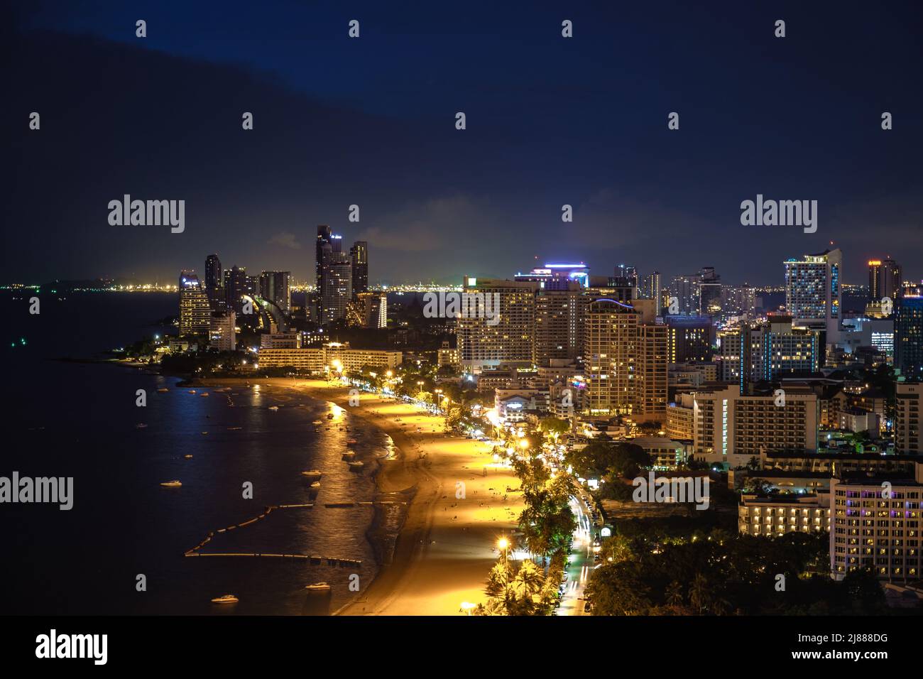Aerial view of Pattaya city alphabet on the mountain, Pattaya ...