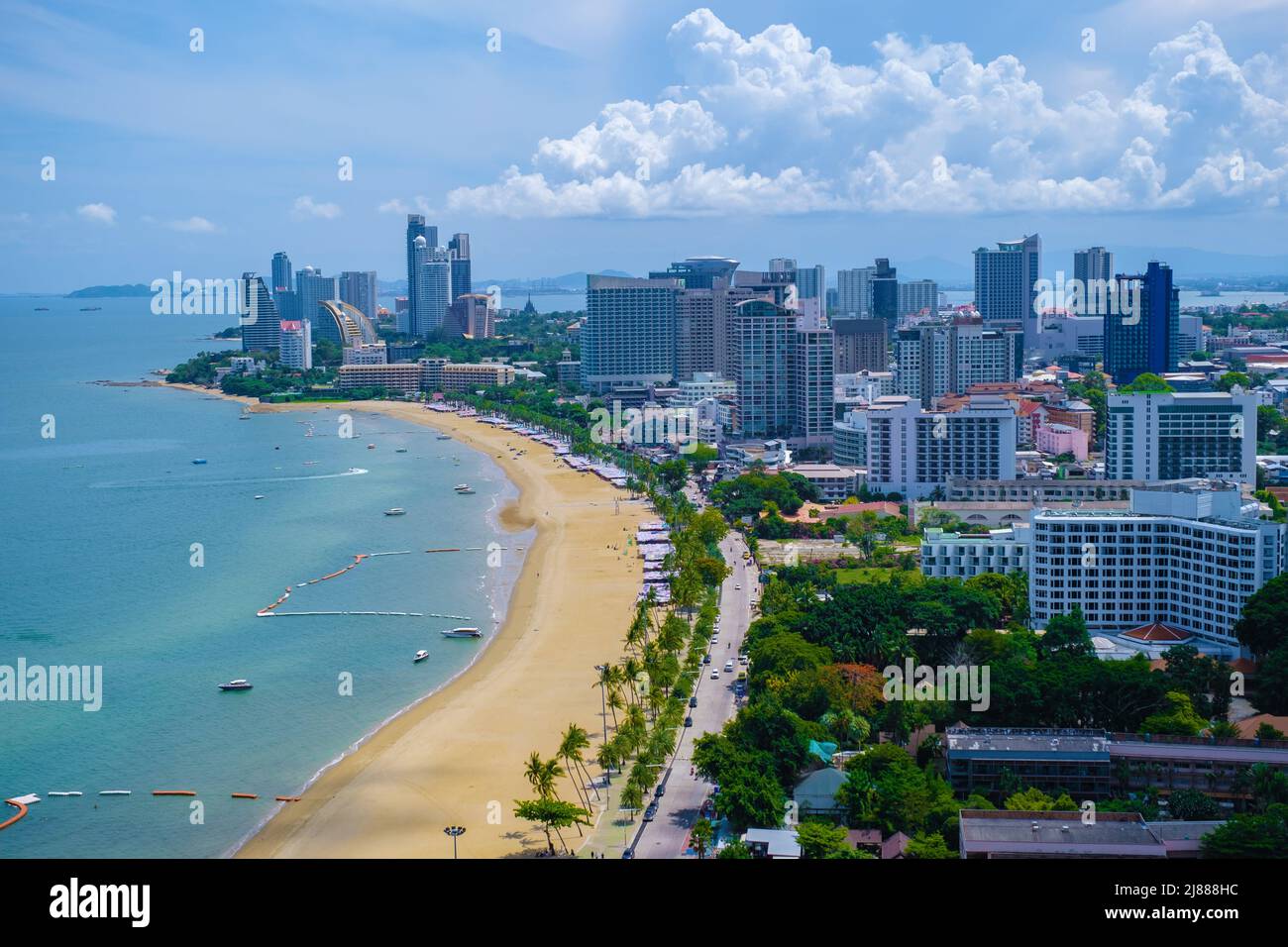 Aerial view of Pattaya city alphabet on the mountain, Pattaya ...