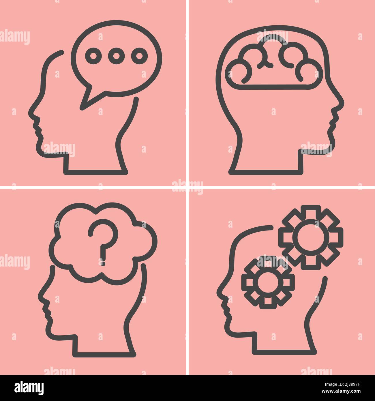 think and heads set Stock Vector Image & Art - Alamy