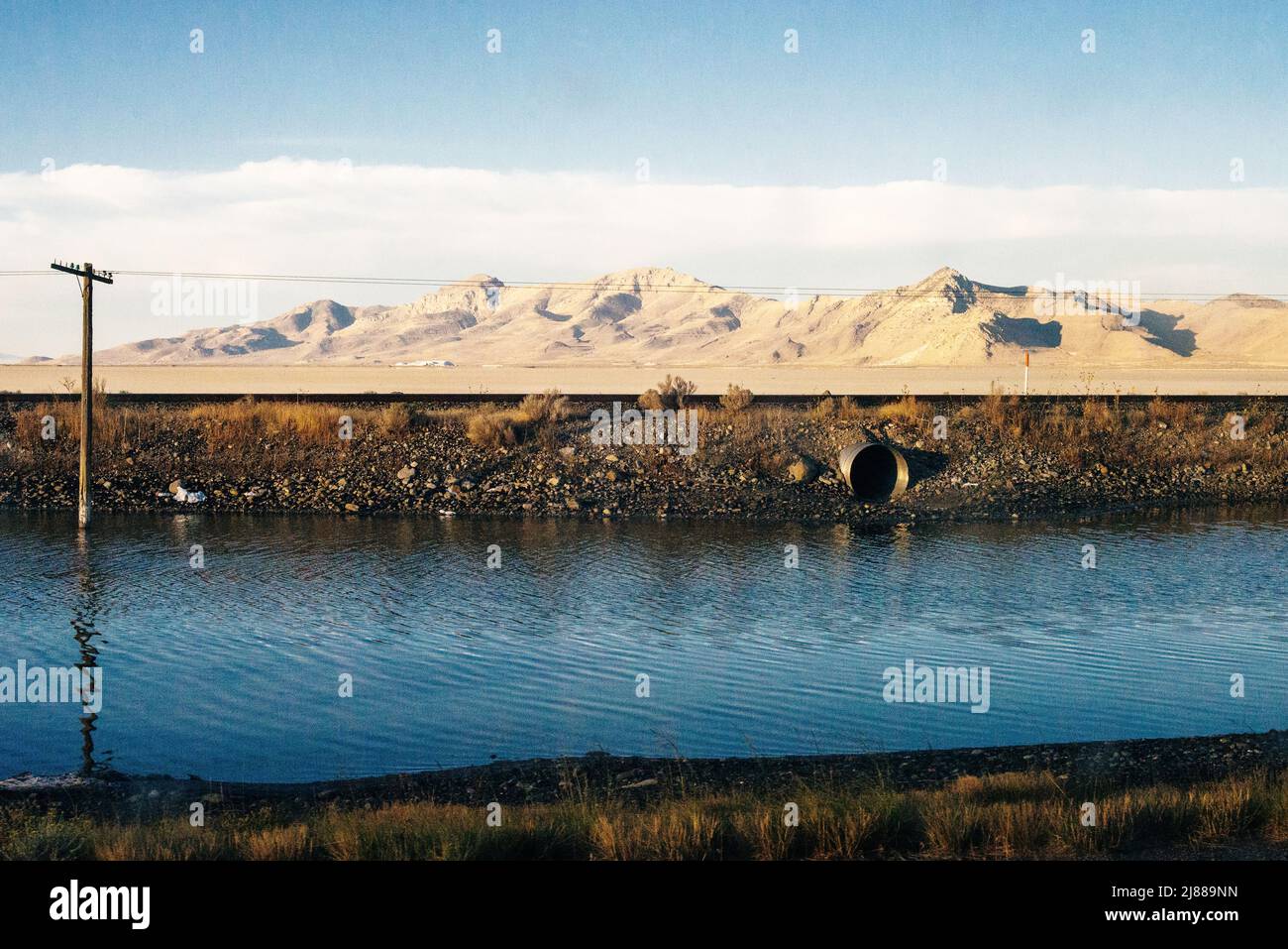 Salt And Shallow Water In Bonneville Salt Flats, Utah, USA Stock Photo ...