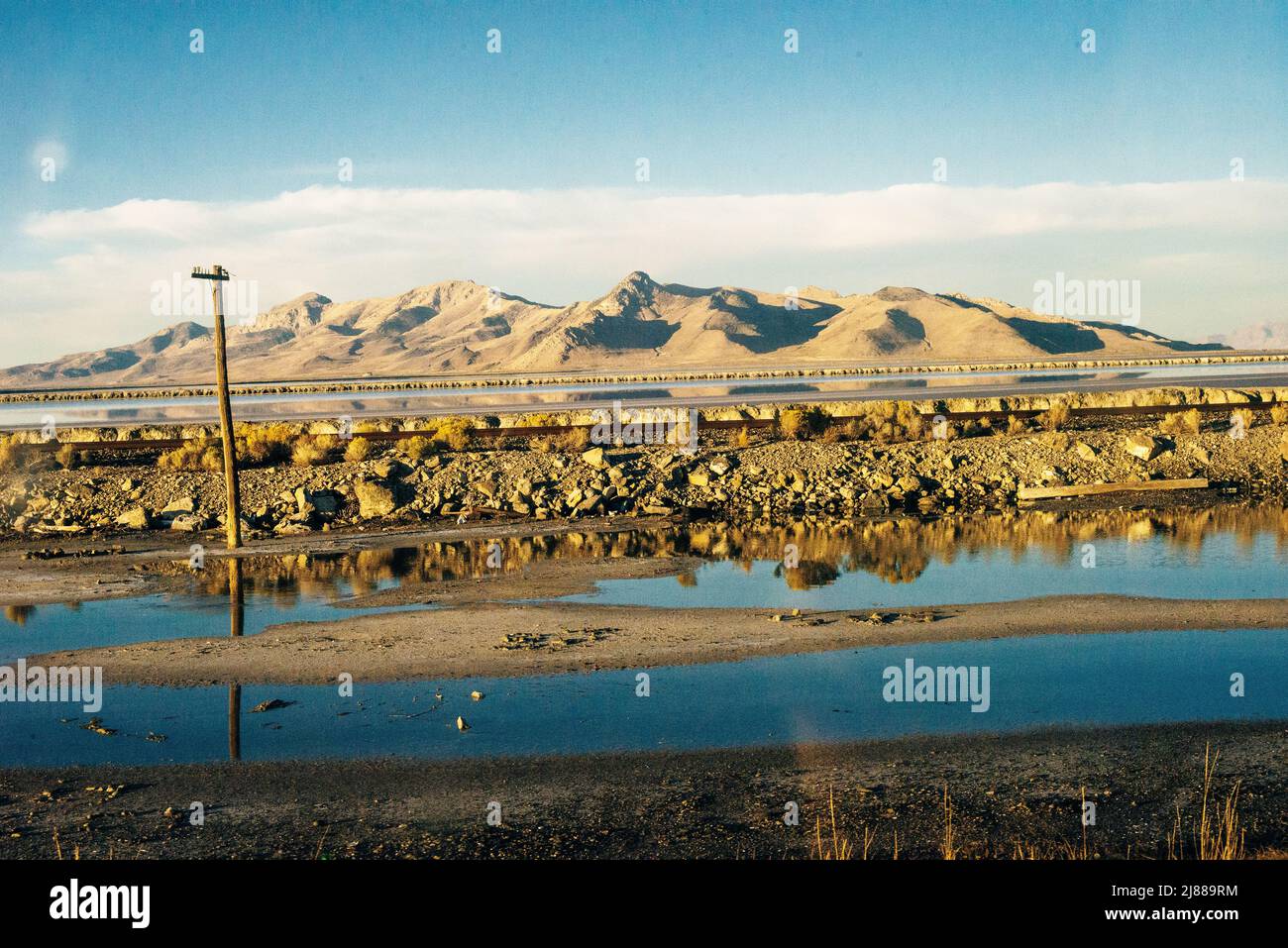 Salt And Shallow Water In Bonneville Salt Flats, Utah, USA Stock Photo ...
