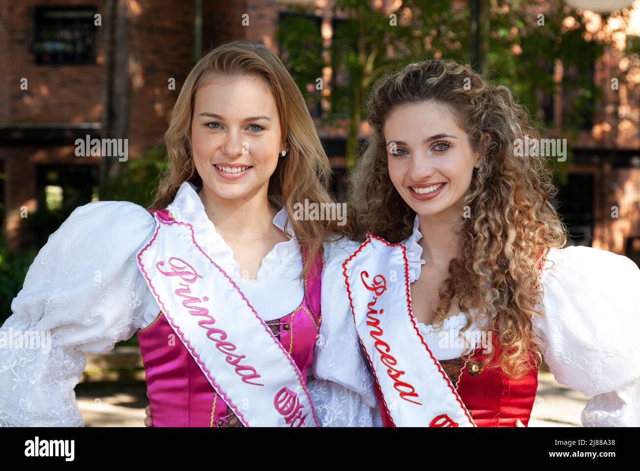 Oktoberfest Princesses in dirndl dresses in front of the Museu da ...