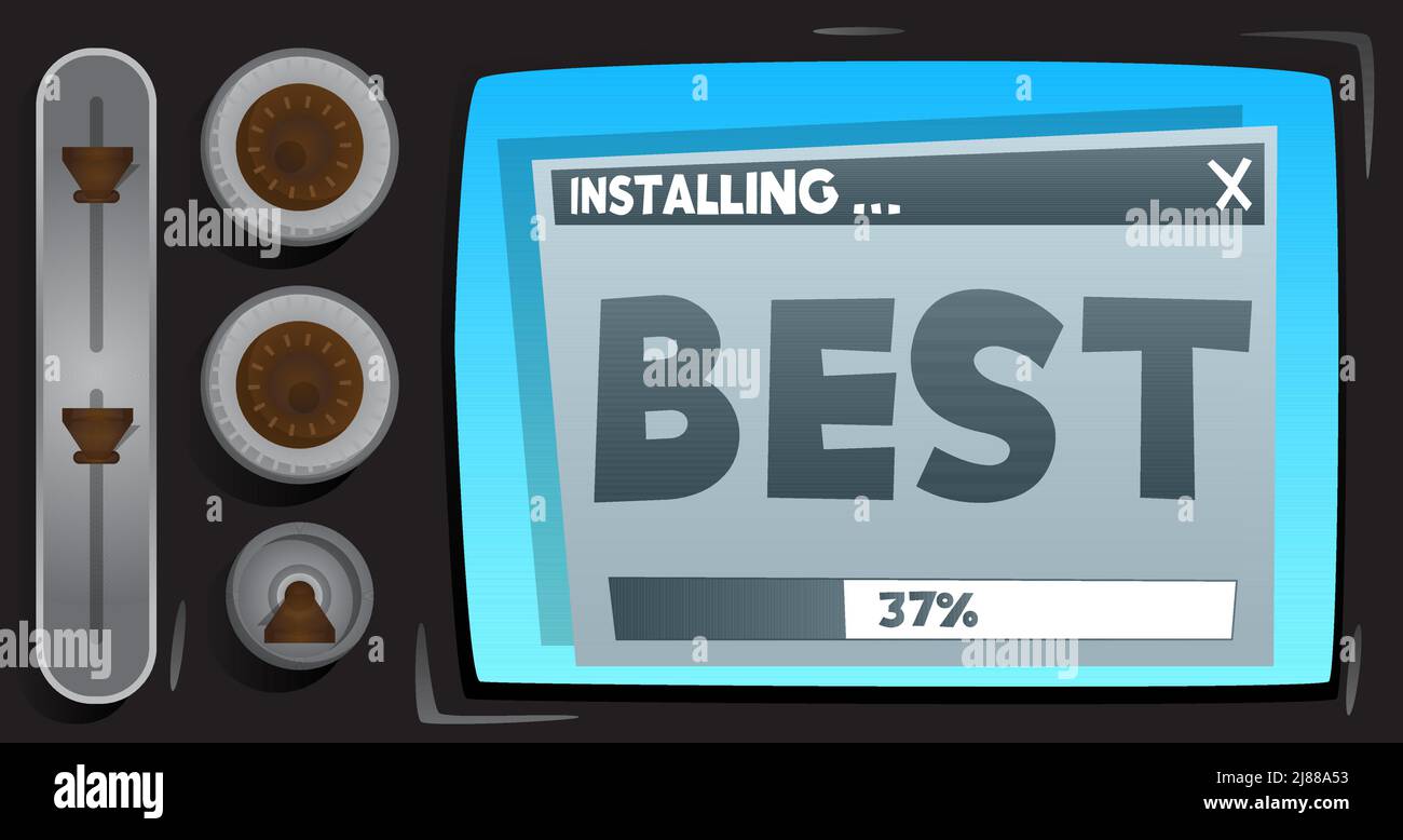 Cartoon Computer With the word Best. Message of a screen displaying an ...