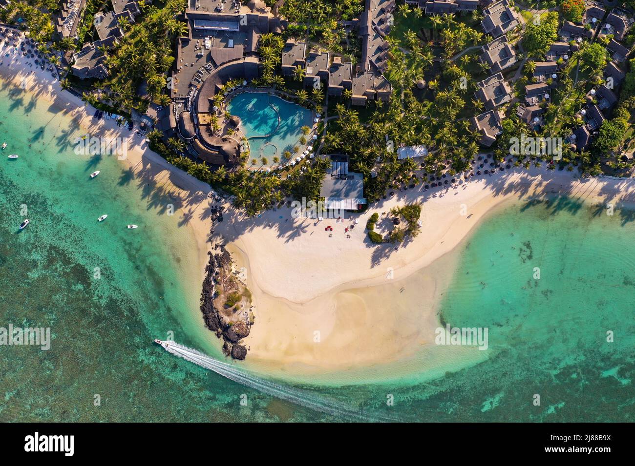 View from the height of the east coast of the island of Mauritius ...