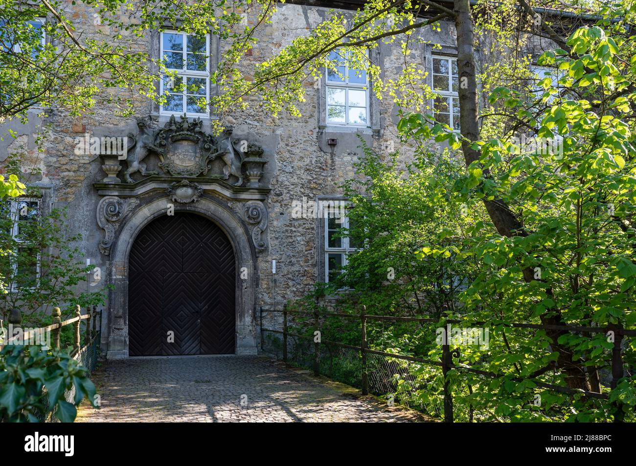 Entrance gate in an old historic ruined castle Stock Photo - Alamy