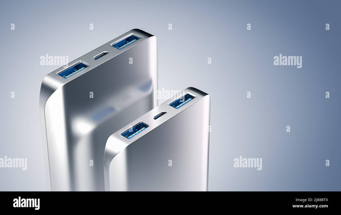 modern technological 3d render of power bank electronic recharge ...