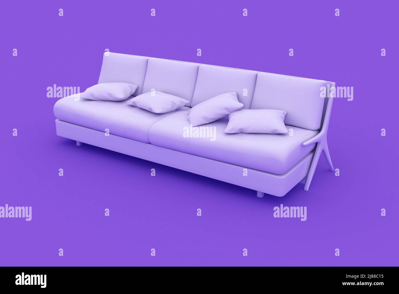 Purple interior scene. The scene is furnished with a white sofa. Web ...