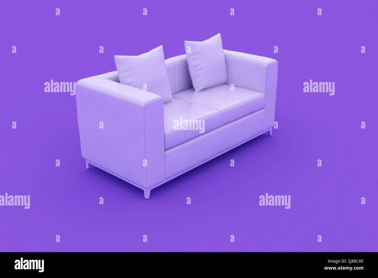 Purple interior scene. The scene is furnished with a white sofa. Web ...