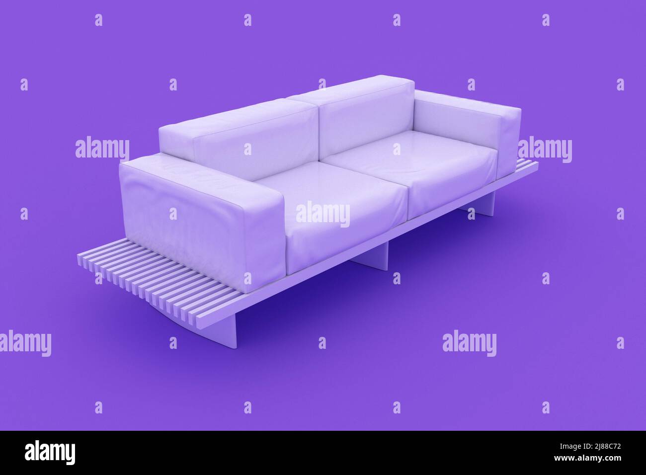 Purple interior scene. The scene is furnished with a white sofa. Web ...