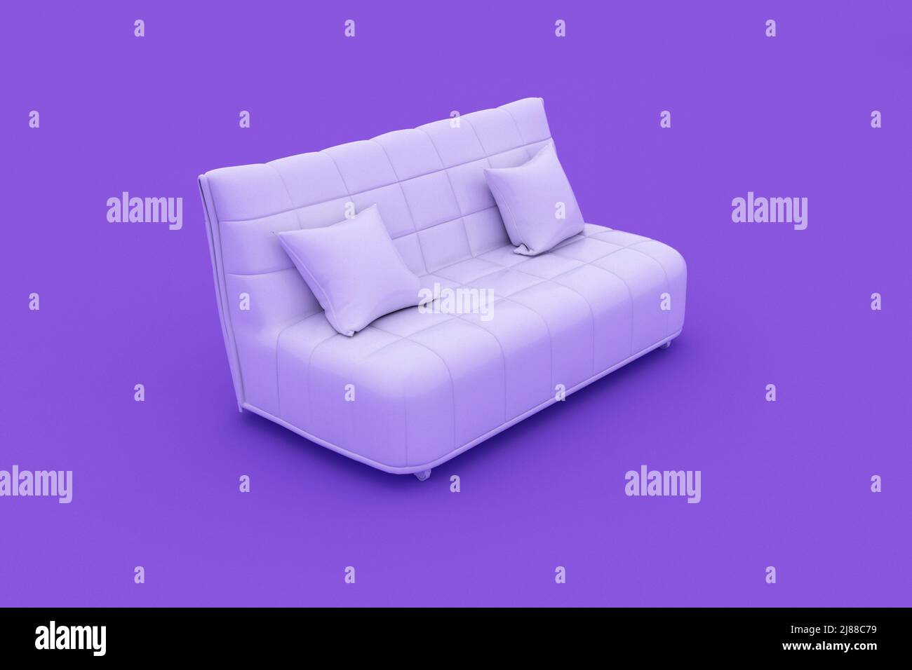 Purple interior scene. The scene is furnished with a white sofa. Web ...