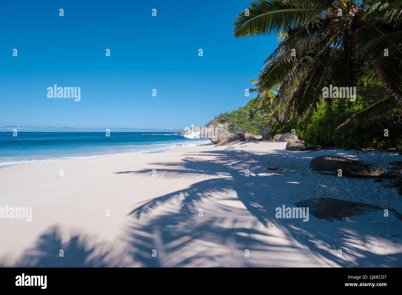 Anse Intendance beach Mahe Seychelles, tropical beach with palm trees ...