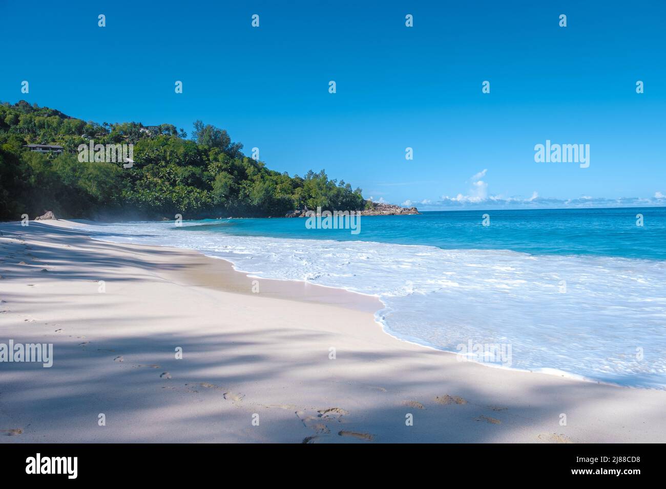 Anse Intendance beach Mahe Seychelles, tropical beach with palm trees ...