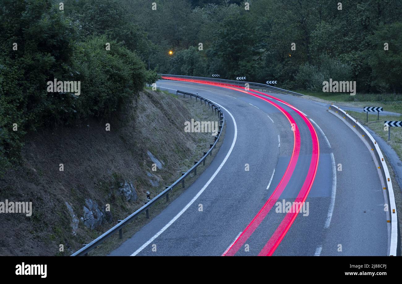 Red car lights on the freeway at night Stock Photo - Alamy