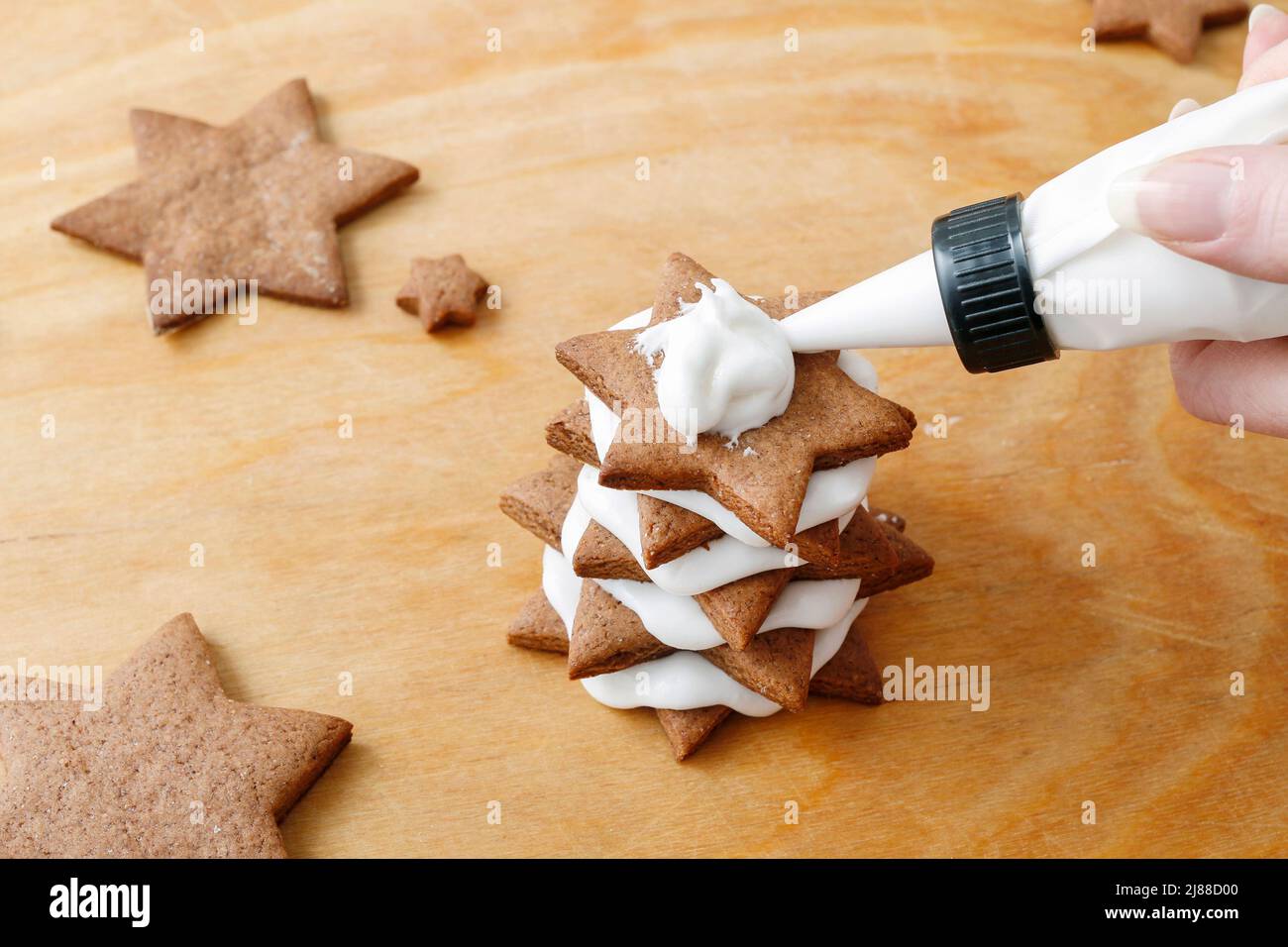 How to make gingerbread christmas tree. Step by step, tutorial Stock ...
