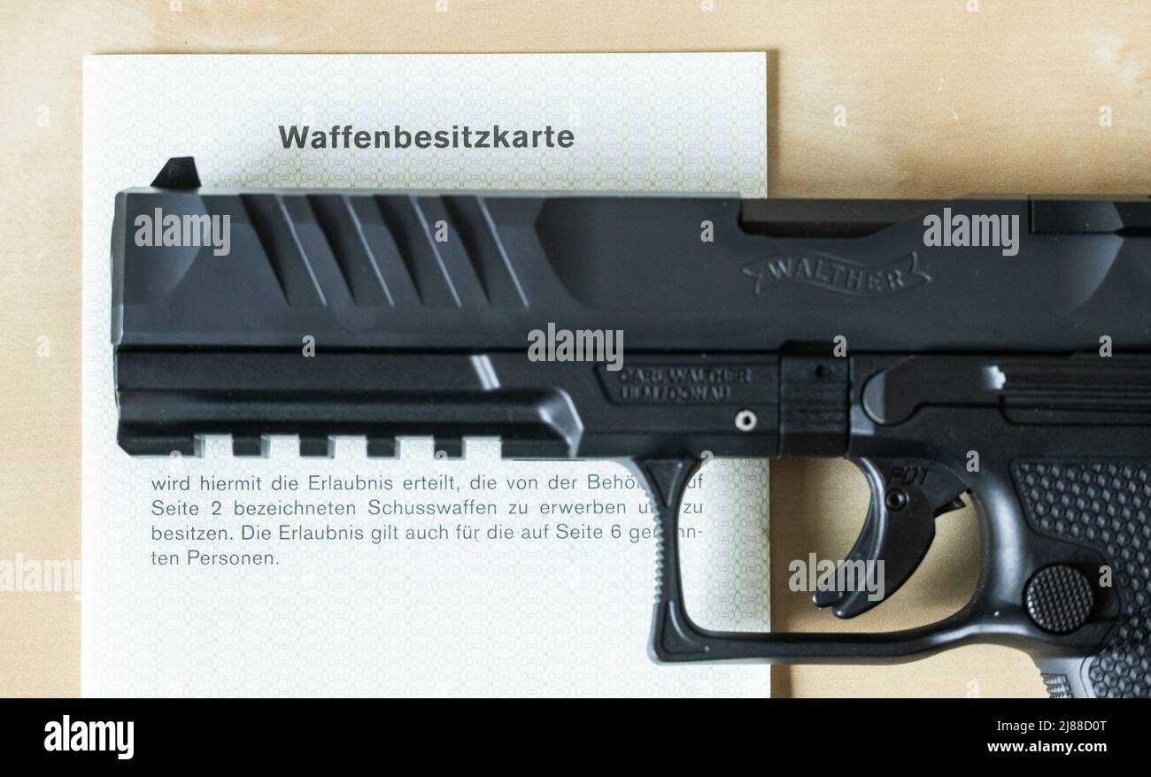Rottweil, Germany. 13th May, 2022. A Walther PDP Full Size 9mm handgun ...