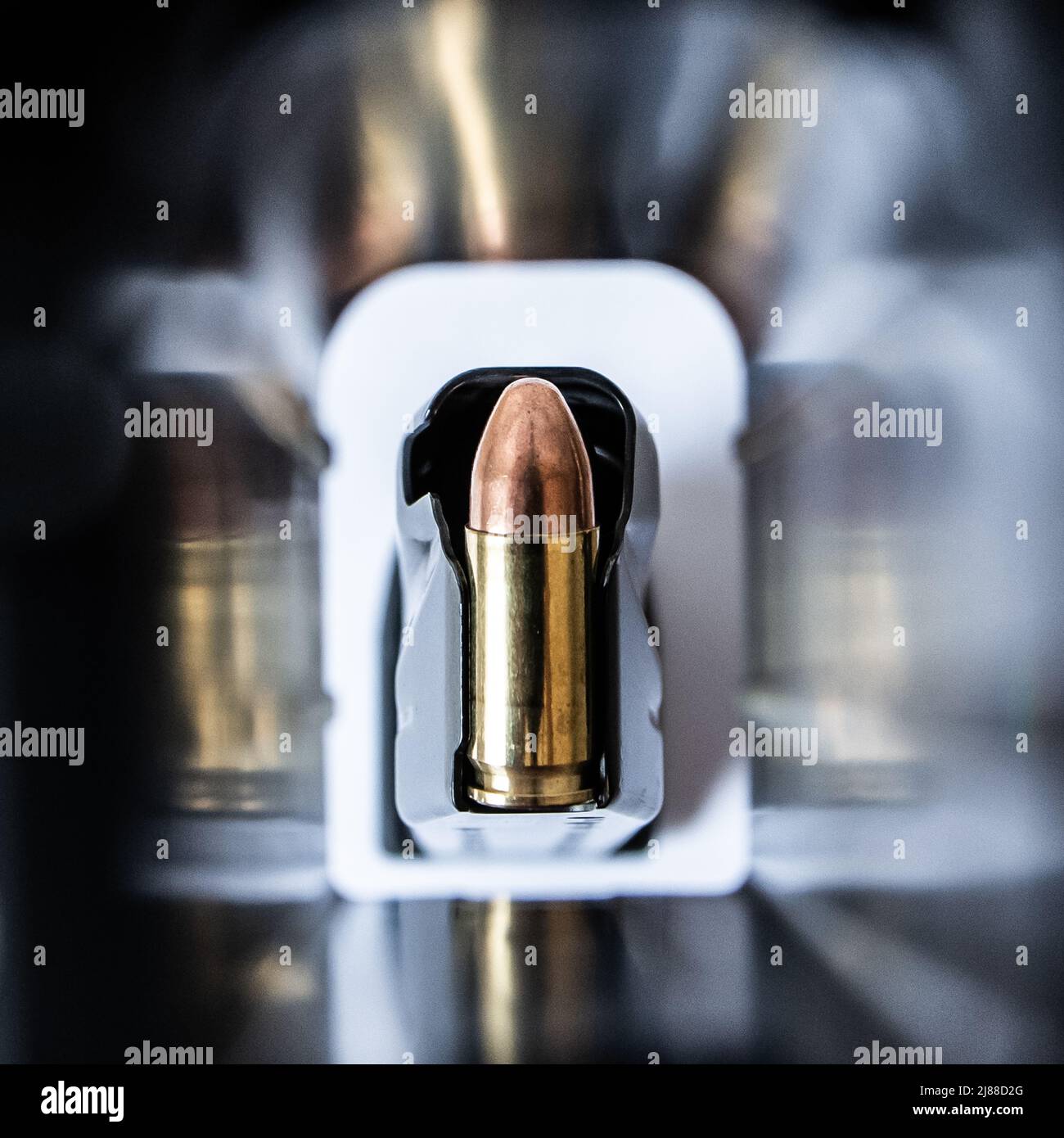 Rottweil, Germany. 13th May, 2022. A 9mm Luger cartridge is stuck in a ...