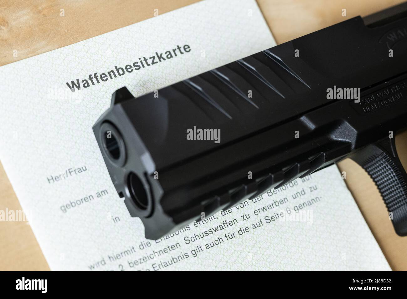 Rottweil, Germany. 13th May, 2022. A Walther PDP Full Size 9mm handgun ...