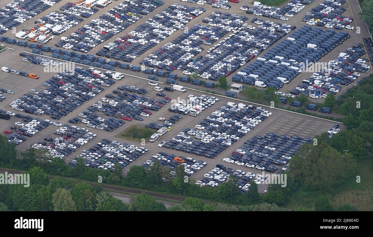 11 May 2022, Hamburg: View of the car terminal in the port of Hamburg ...