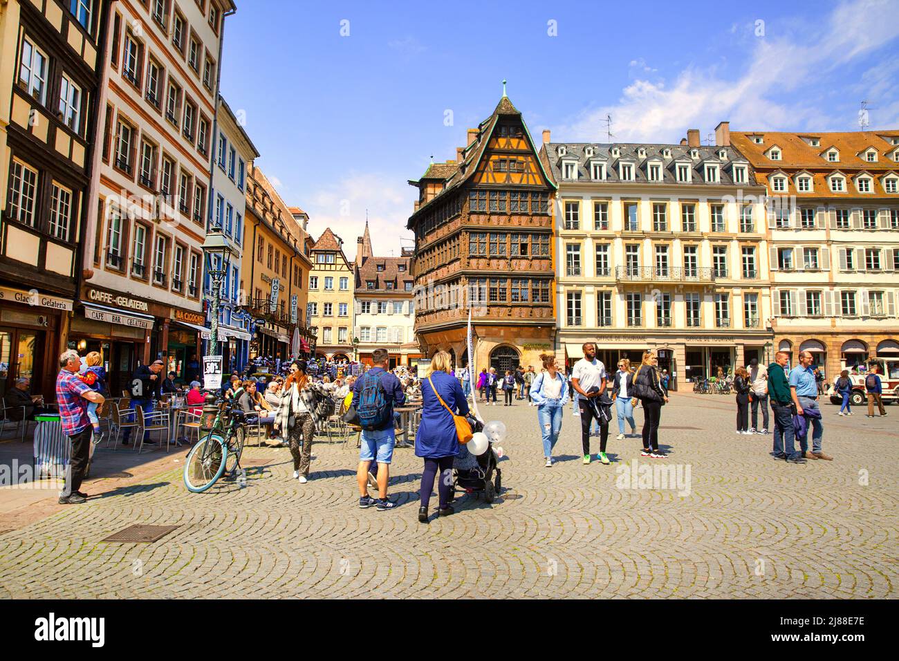 2 of May 2022, Strasbourg, France. Square near cathedral, the ...