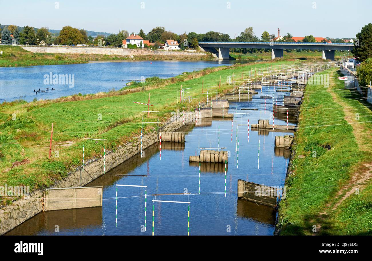 Kayak training route on Elbe river, Czechia Stock Photo - Alamy