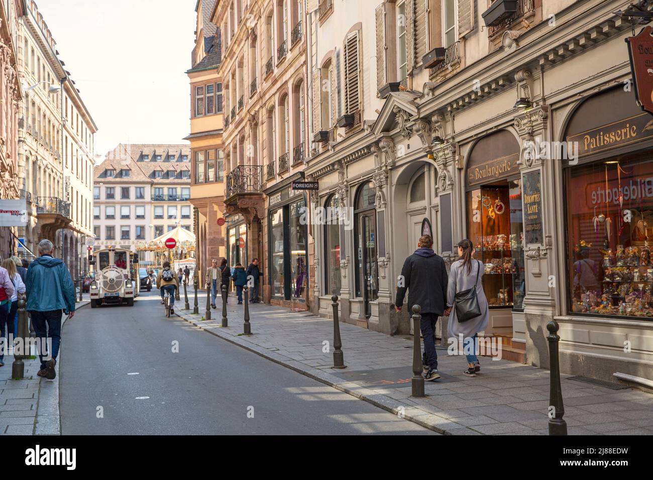 2 of May 2022, Strasbourg, France. Cozy beautiful street in Strasbourg ...