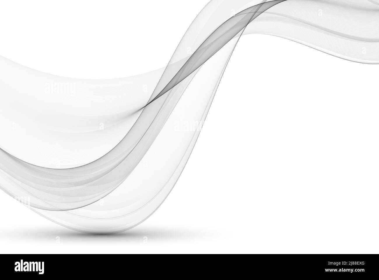 Gray wavy lines on a white background.Abstract transparent smoky wave ...