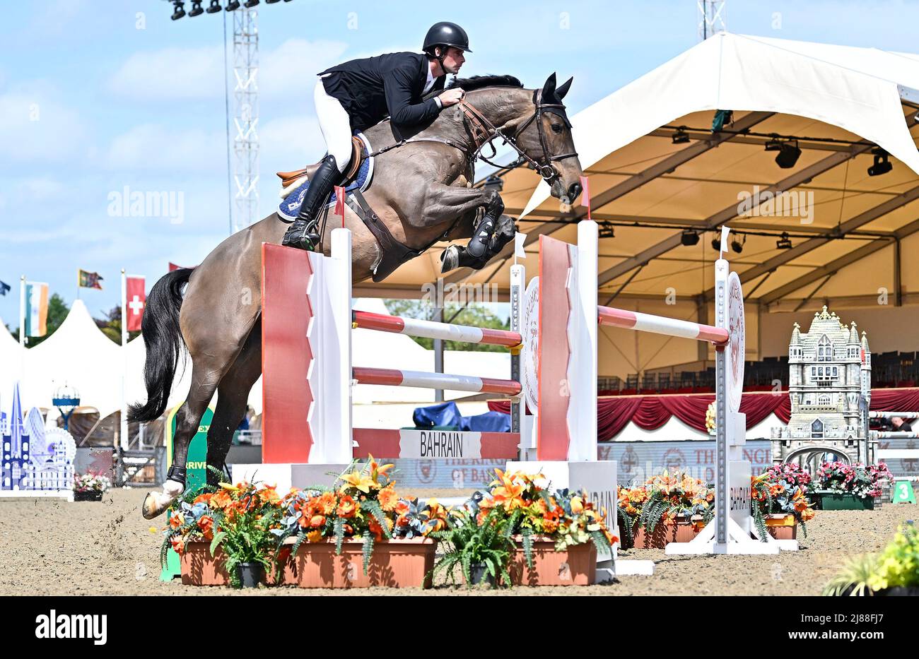 Windsor, UK. 13th May, 2022. Royal Windsor Horse show. Windsor. David Simpson riding MEDOC DE ...