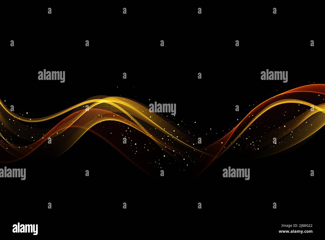 Abstract shiny golden wave design element.Transparent shiny wave ...