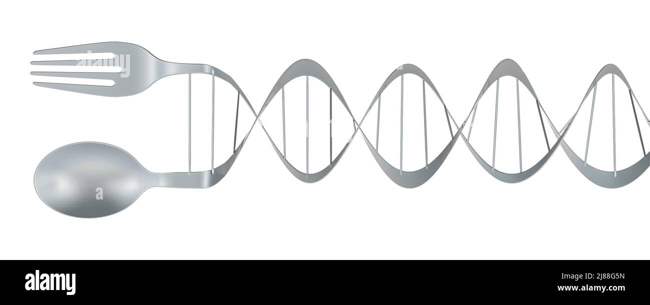 Genetic Food Modification, DNA Food, concept. 3D rendering isolated on ...