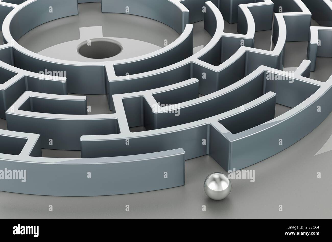 Labyrinth, maze with metallic ball. 3D rendering Stock Photo - Alamy