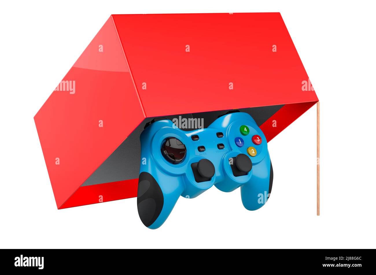 Trap with game controller inside. Gambling Addiction concept. 3D ...