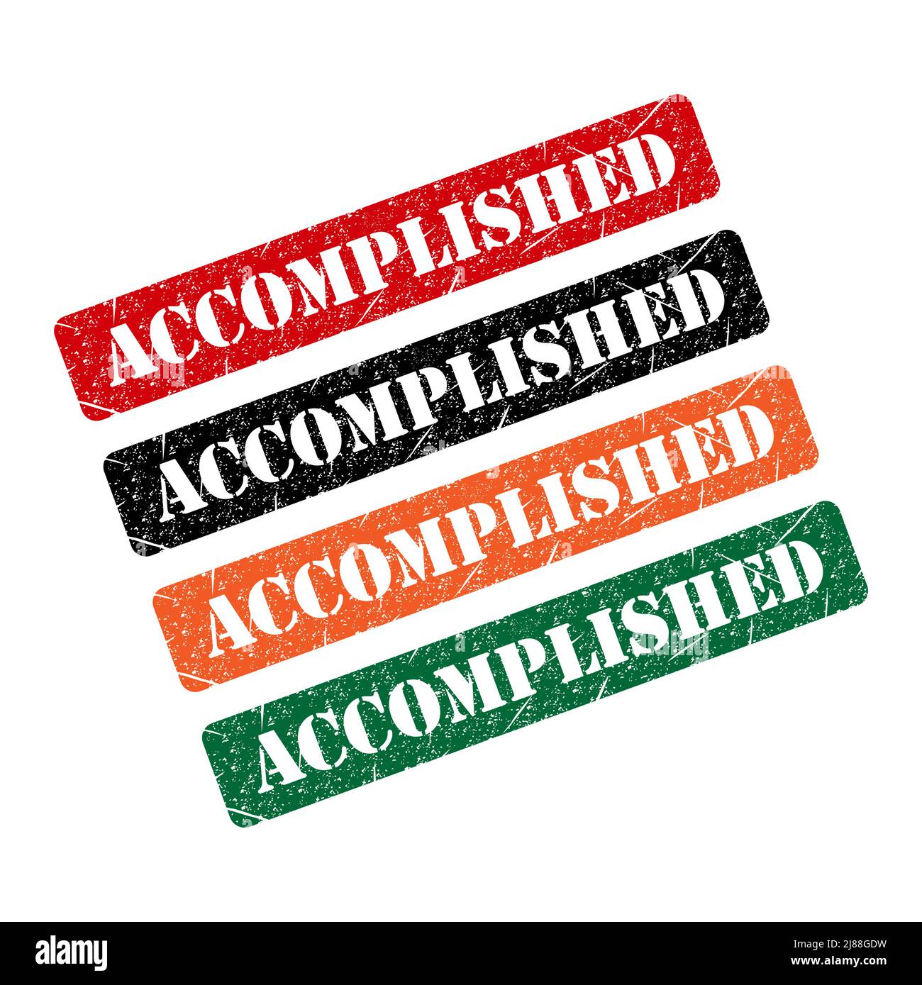 Set of Accomplished stamp symbol, label sticker sign button, text ...