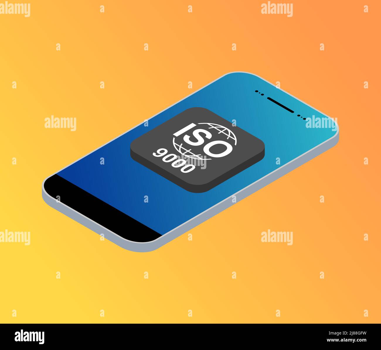 Iso 9000 isometric icon. Standard quality symbol. Vector button sign ...