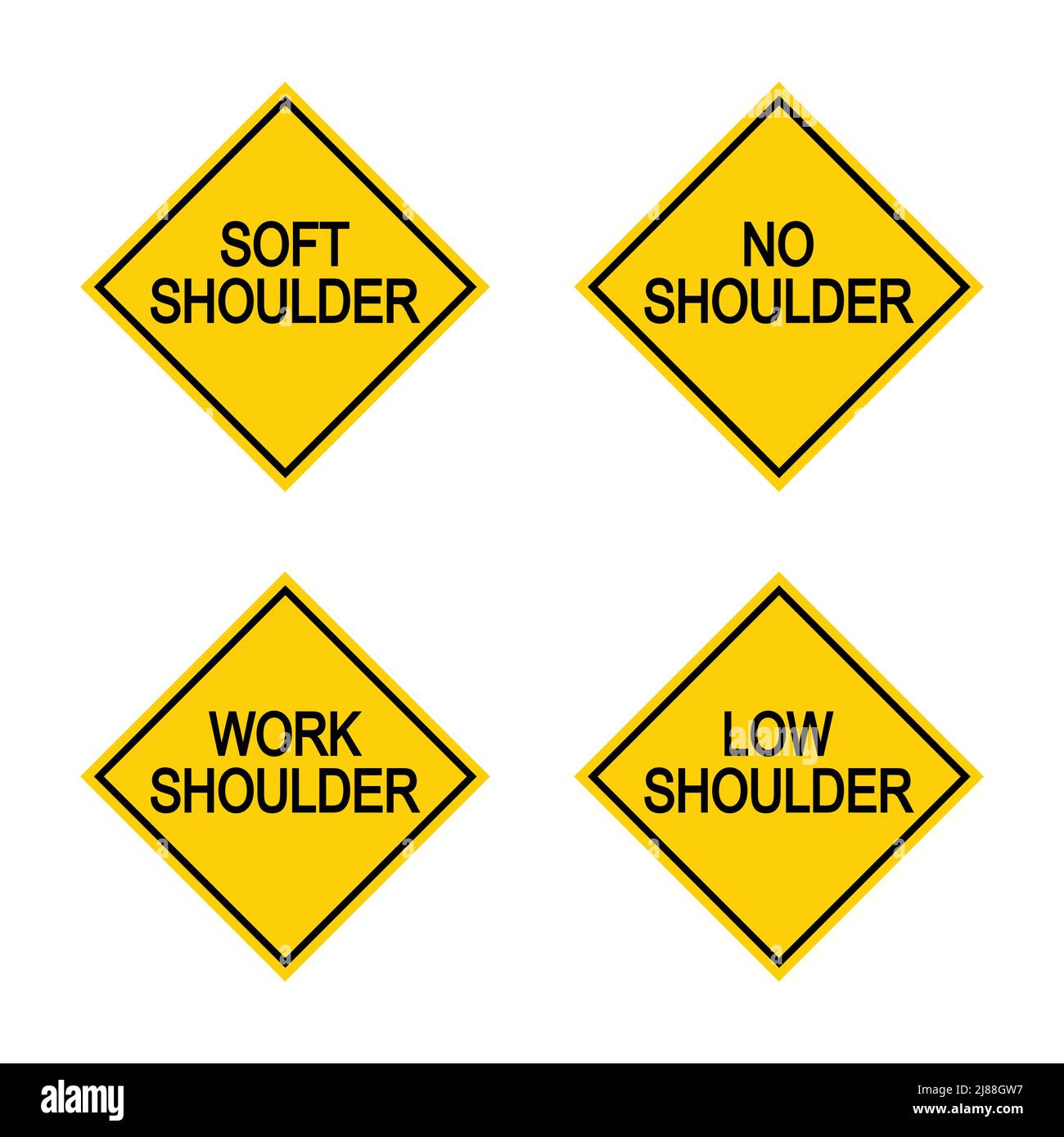 Low shoulder Road danger car icon, traffic street caution sign ...