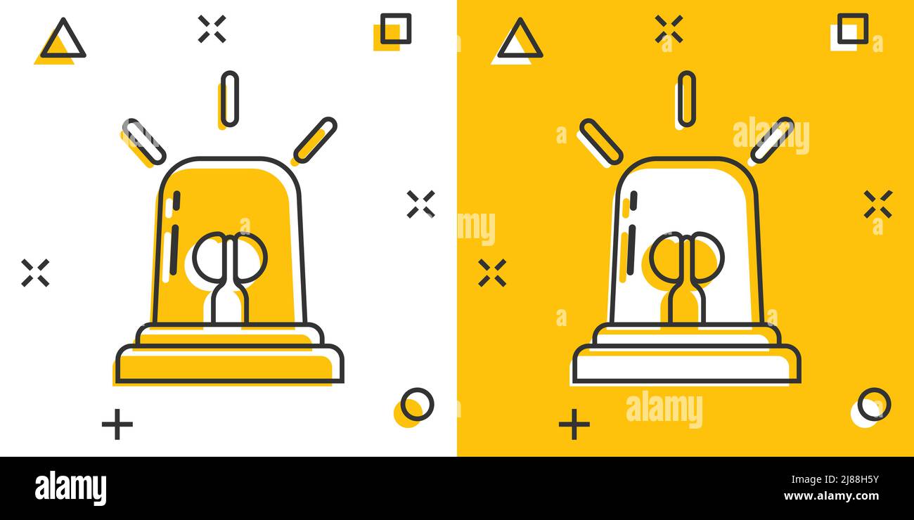 Emergency alarm icon in comic style. Alert lamp cartoon vector ...