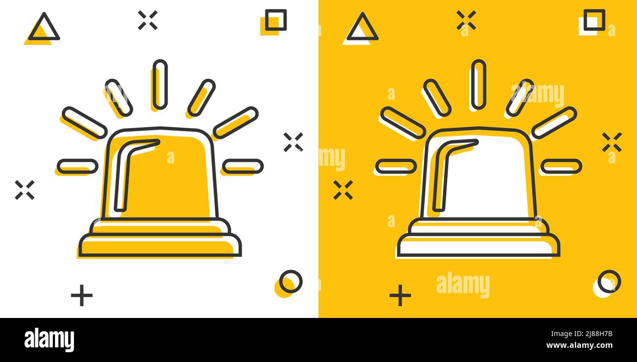 Emergency alarm icon in comic style. Alert lamp cartoon vector ...