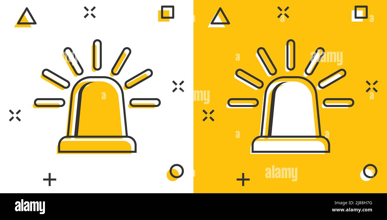 Emergency alarm icon in comic style. Alert lamp cartoon vector ...