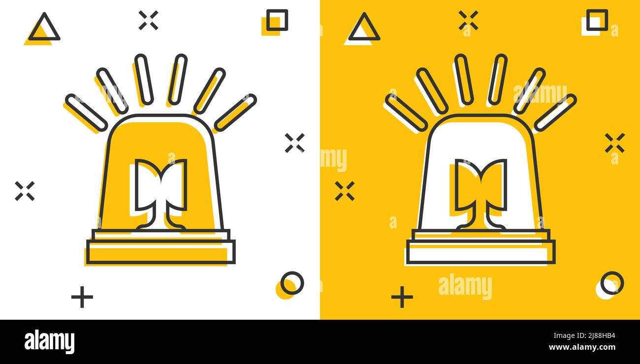 Emergency alarm icon in comic style. Alert lamp cartoon vector ...