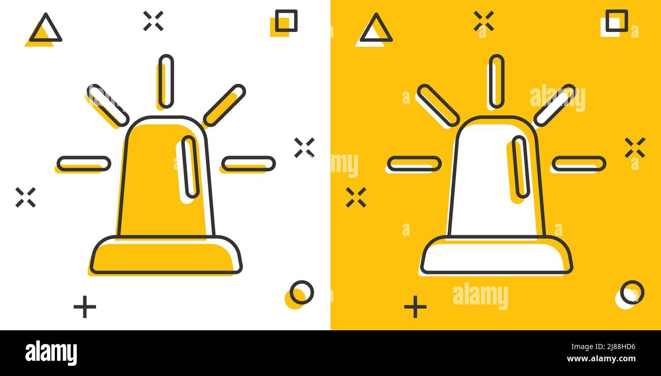 Emergency alarm icon in comic style. Alert lamp cartoon vector ...