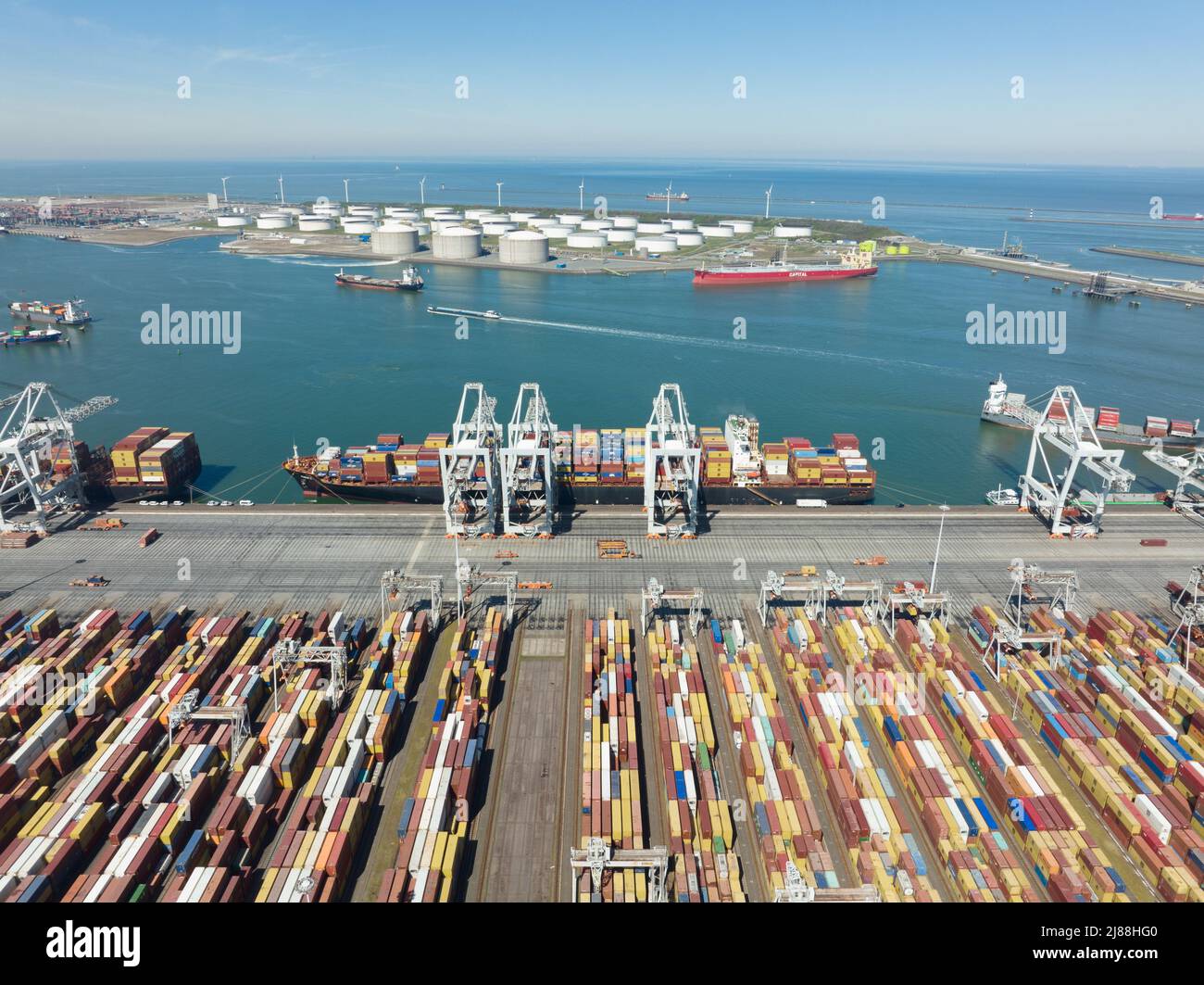 Rotterdam, 18th of april 2022, The Netherlands. Container terminal ...